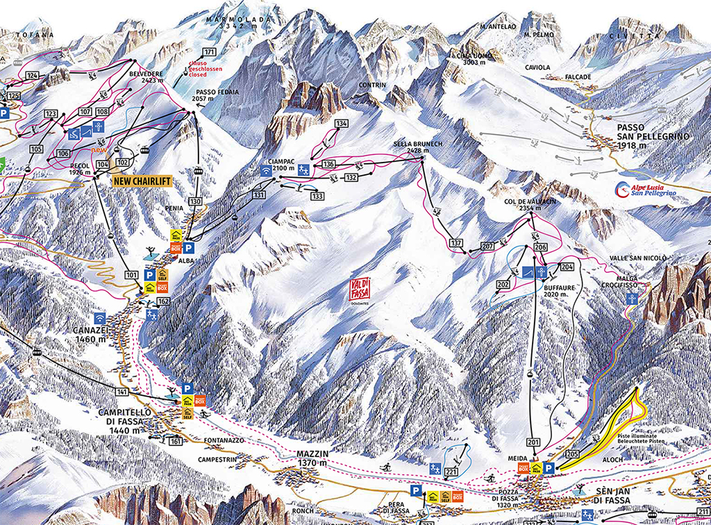 Cartina Pozza Di Fassa Mappa Piste Sci Pozza Di Fassa Dove Sciare